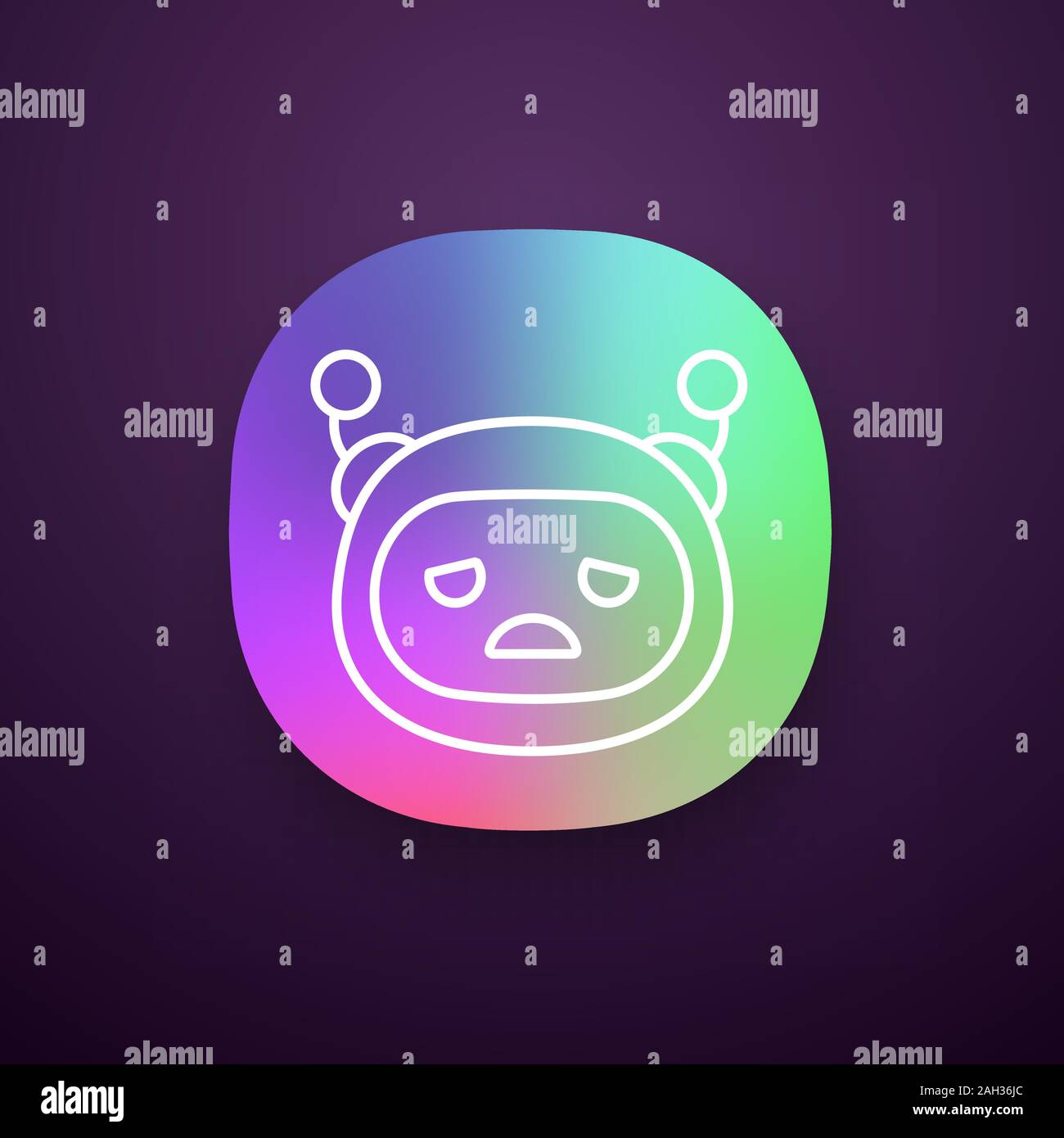 Sad robot emoji app icon. Upset chatbot smiley. UI/UX user interface ... Sad robot emoji app icon. Upset chatbot smiley. UI/UX user interface ...