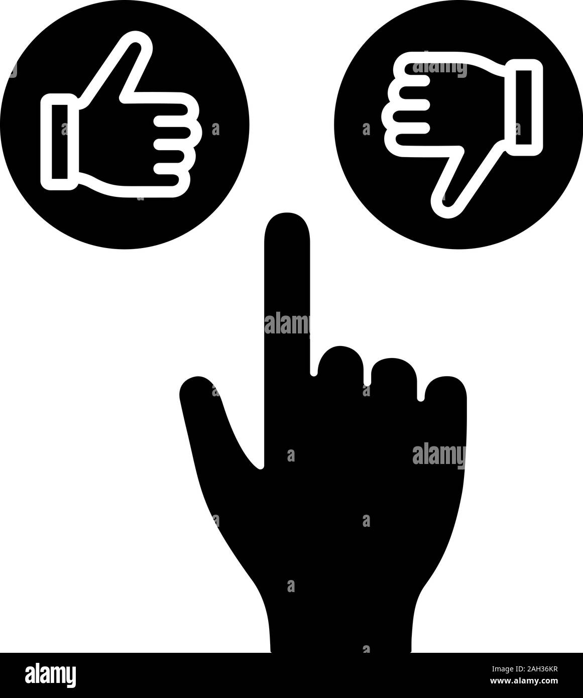 Like and dislike buttons click glyph icon. Silhouette symbol. Thumbs up ...