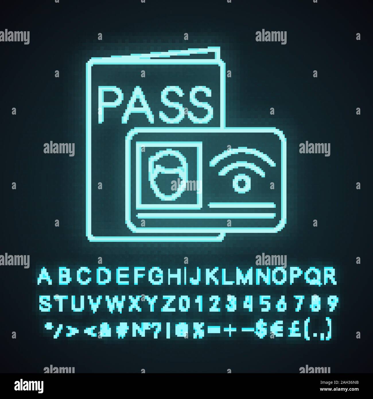 NFC identification system neon light icon. Near field communication ...