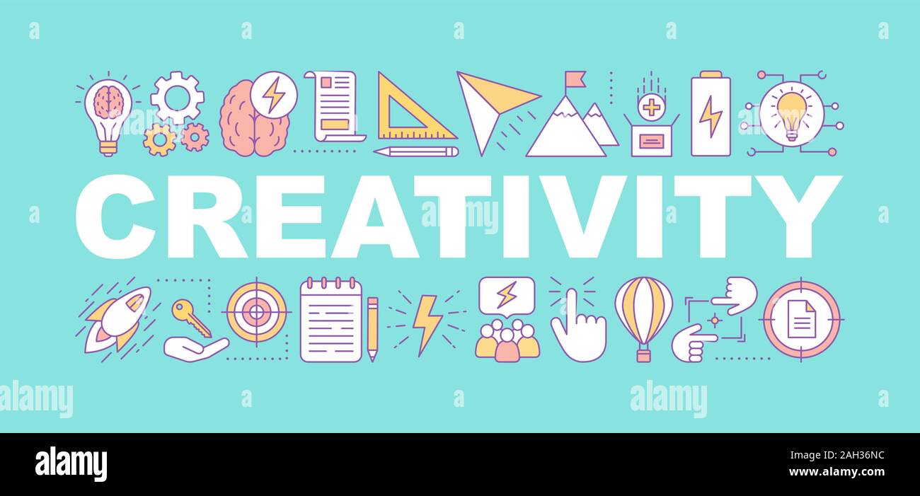 Creativity word concepts banner. Ideas generation. Brainstorm. Isolated lettering typography ...