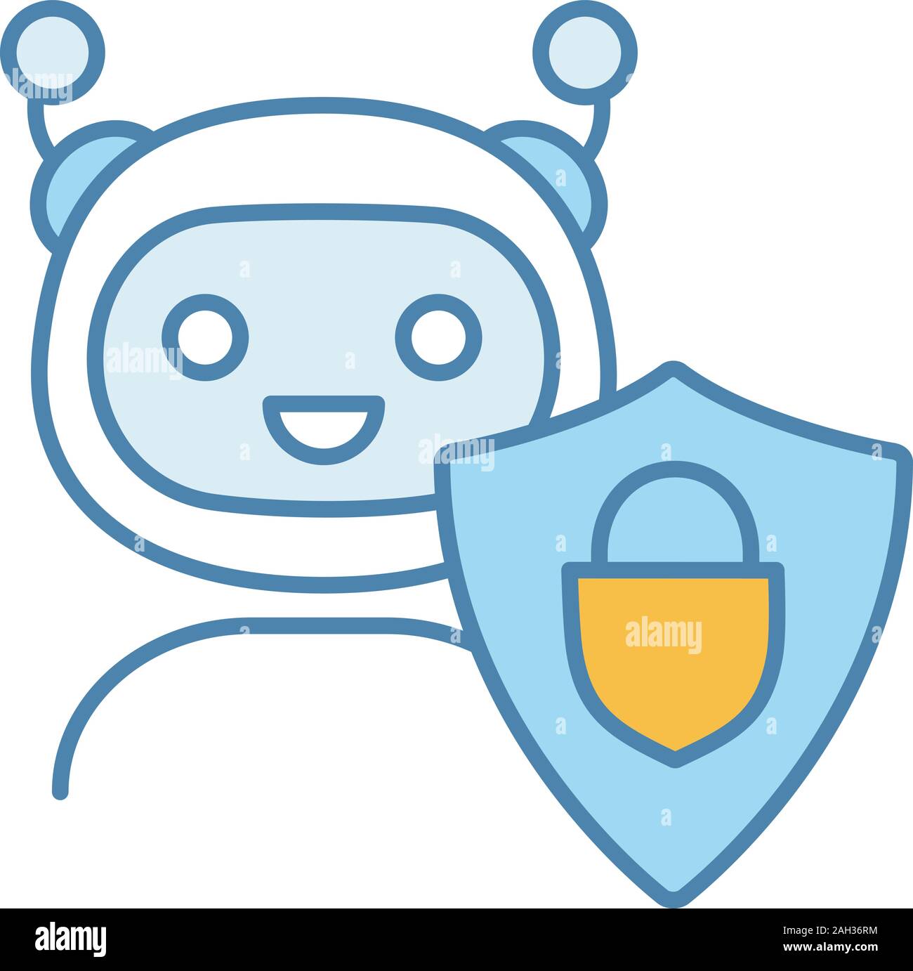 Secured chatbot color icon. Confidential bot dialog. Virtual support ...