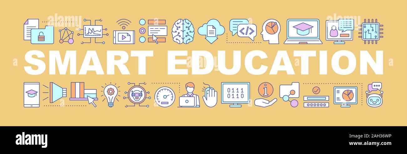 Smart education word concepts banner. E-learning. Interactive training ...