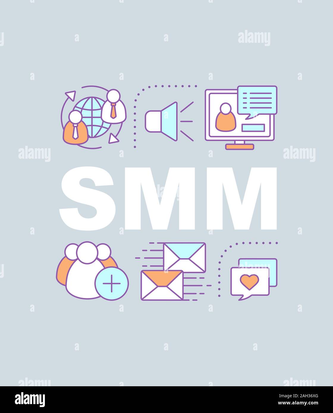 SMM word concepts banner. Social media marketing. Isolated lettering ...