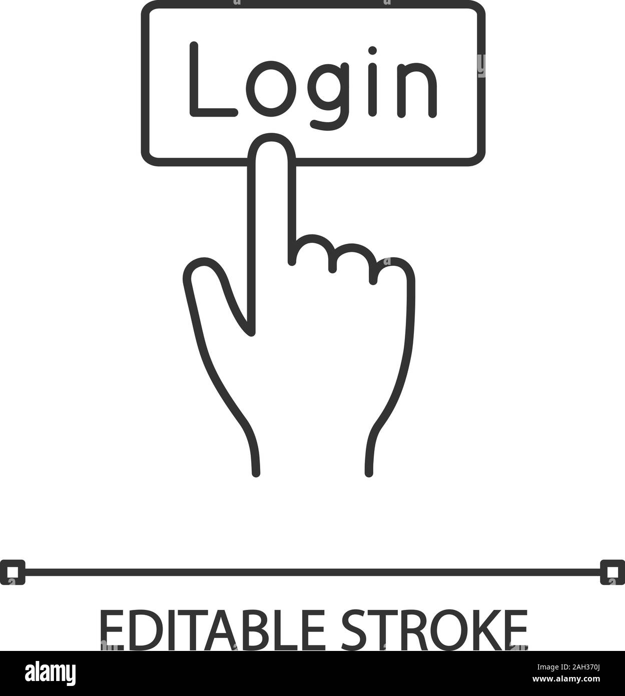 Login button click linear icon. Thin line illustration. Authorization ...