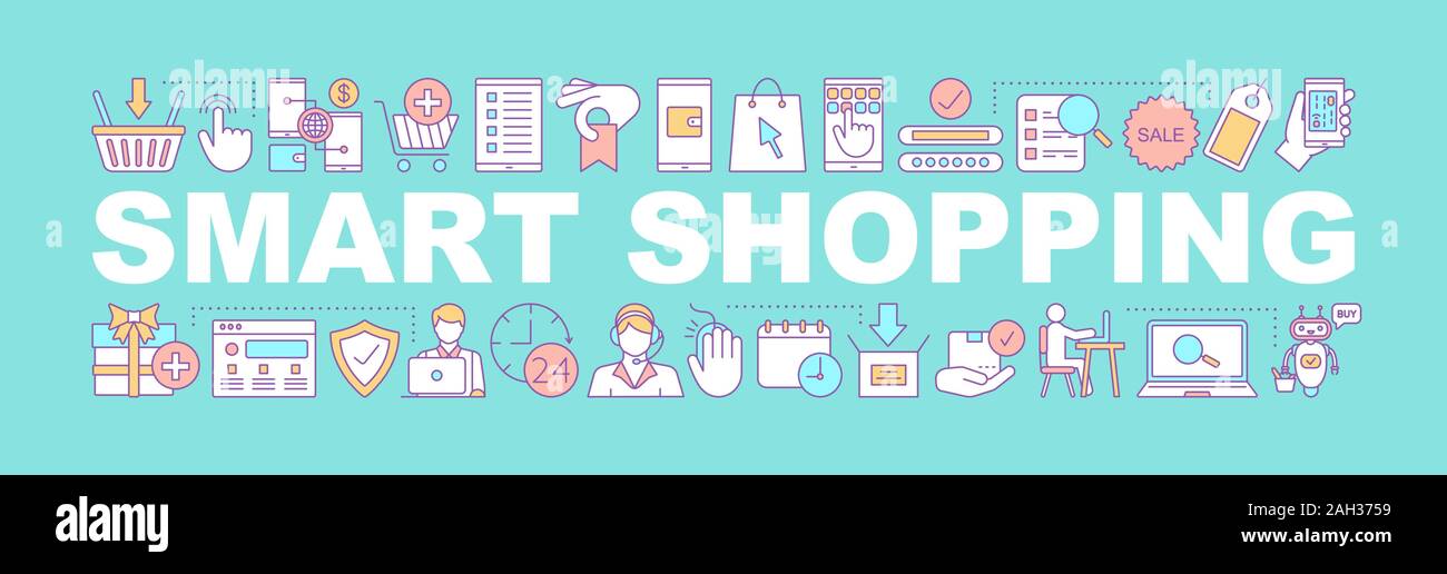 Smart shopping word concepts banner. Online store services. Isolated ...