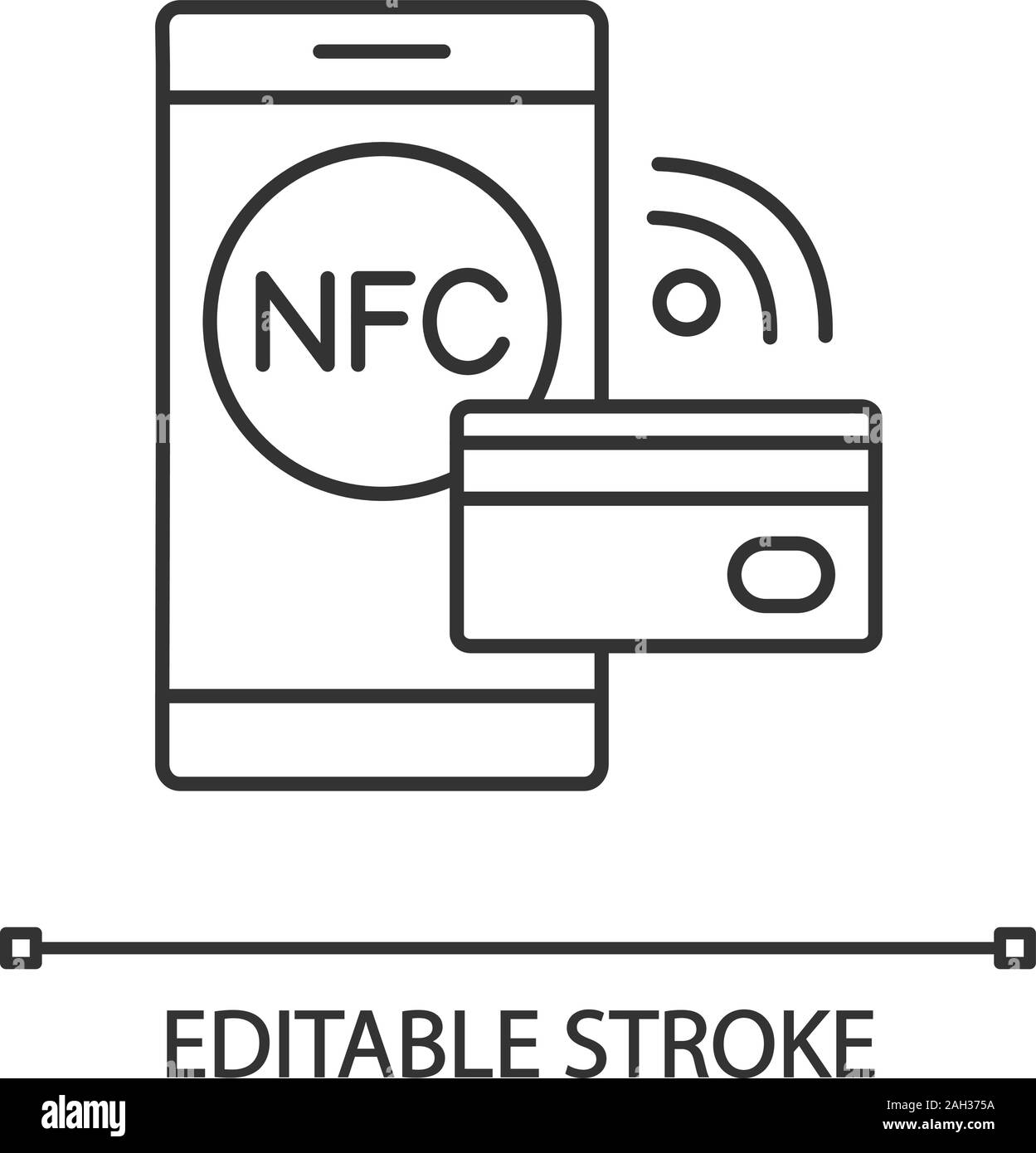 NFC technology linear icon. Near field communication. Thin line ...