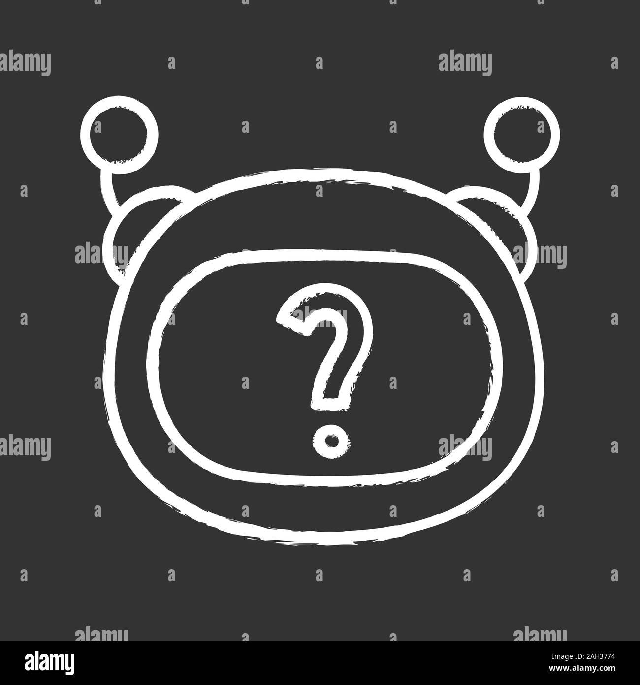 Help chatbot chalk icon. FAQ chat bot. Virtual assistant. Robot face ...
