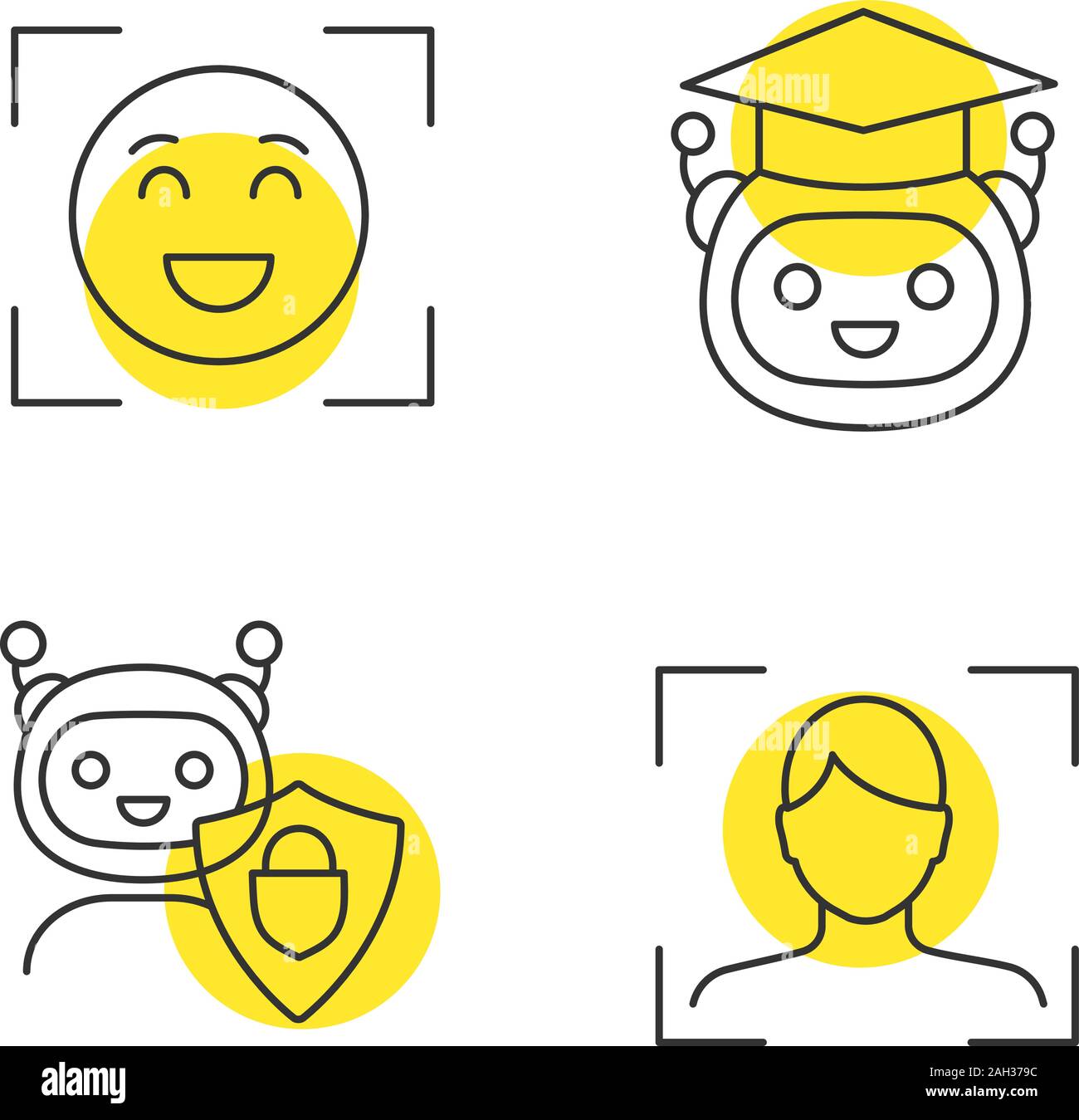 Machine learning linear icons set. Emotion detection, facial ... Machine learning linear icons set. Emotion detection, facial ...