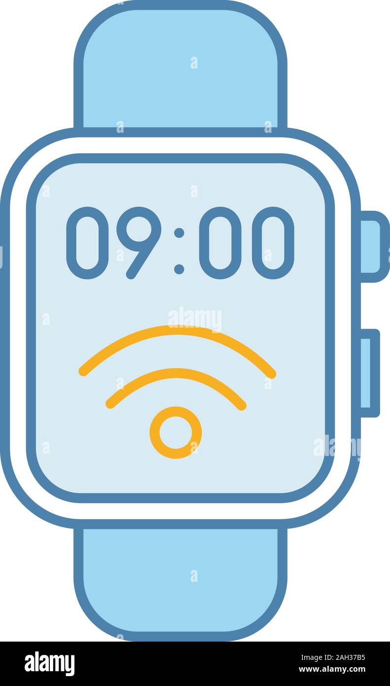 NFC smartwatch color icon. Near field communication. Smart wristwatch ...