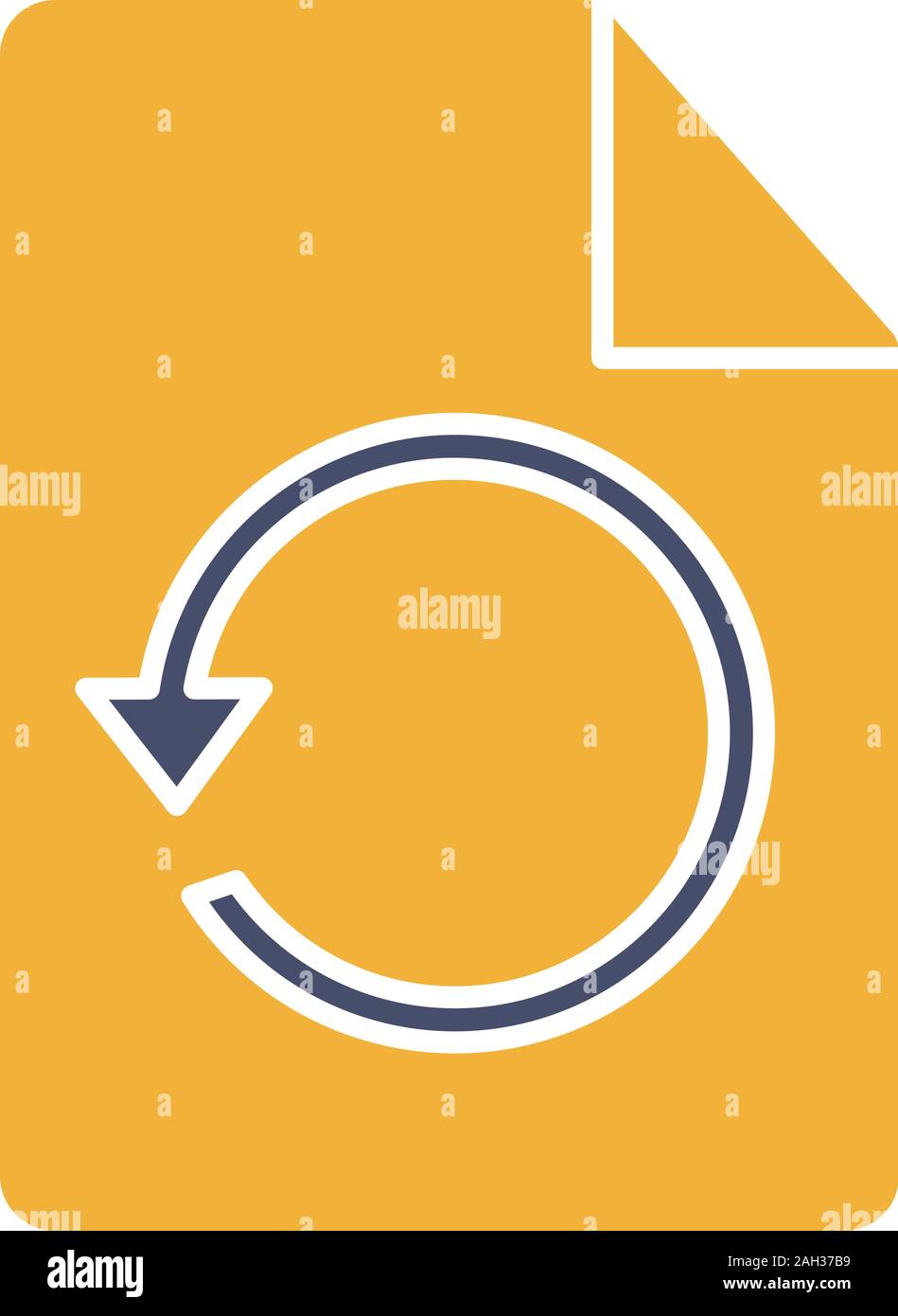 Restore page glyph color icon. File with reload sign. Data synchronization. Document with circle ...