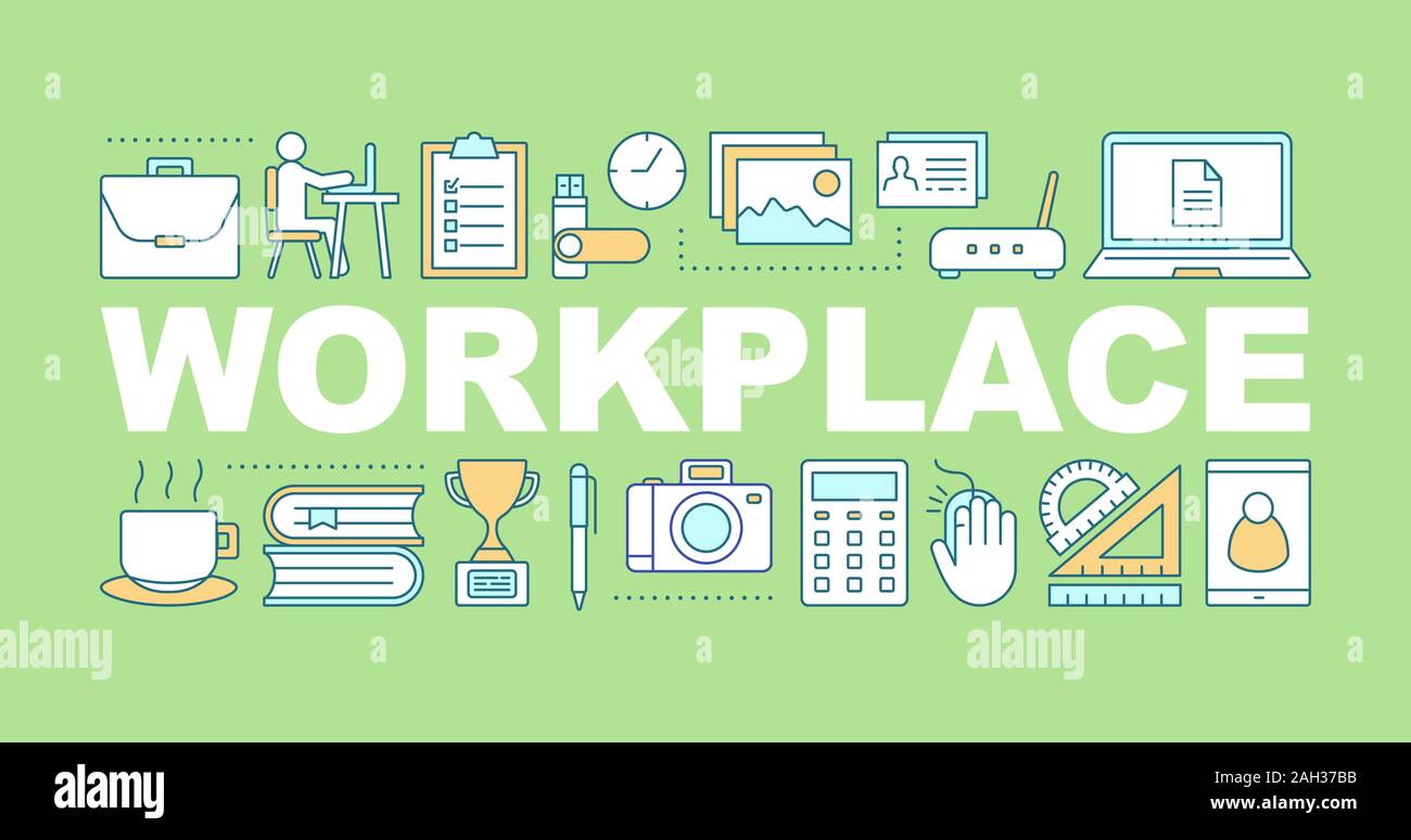 Workplace word concepts banner. Work space. Office supply. Isolated ...