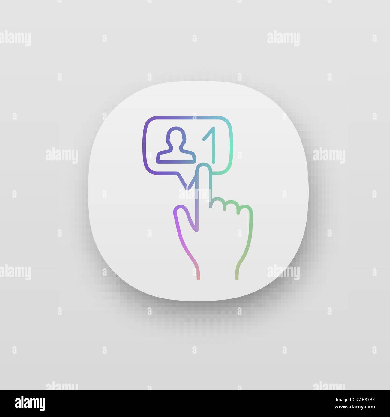 New follower button click app icon. UI/UX user interface. Web or mobile application. Social ...