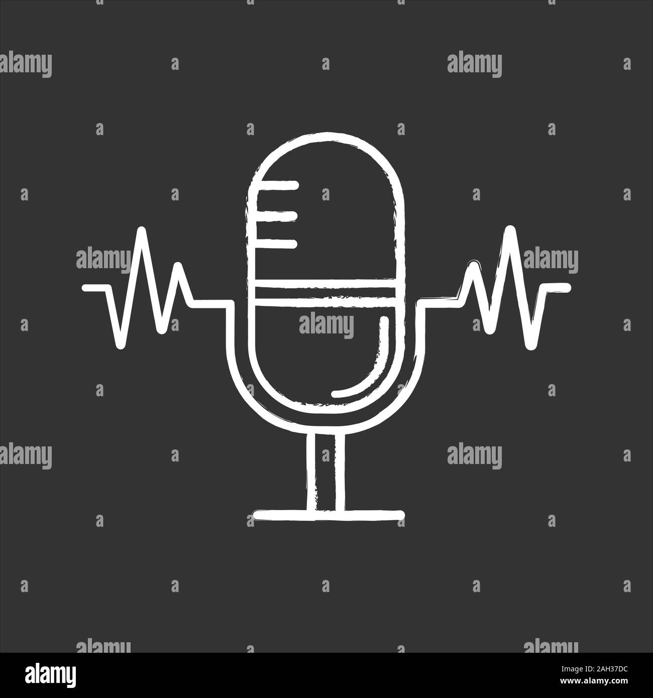 Speech recognition chalk icon. Voice command control. Microphone. Sound ...