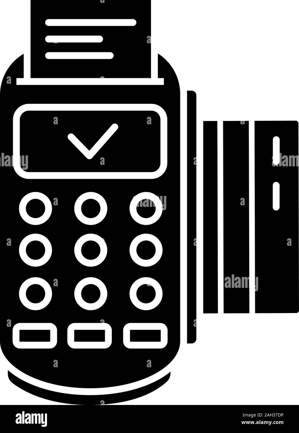 Successful POS terminal transaction glyph icon. Silhouette symbol ...