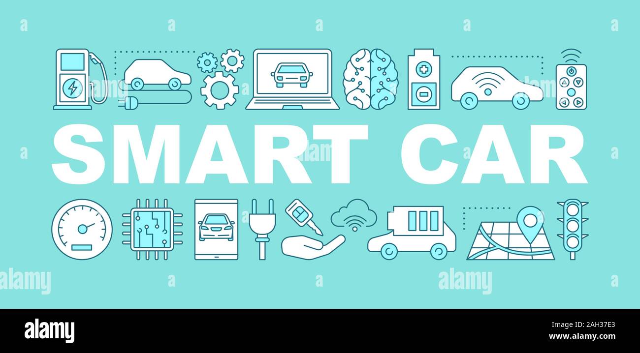 Smart car word concepts banner. Artificial intelligence auto ...