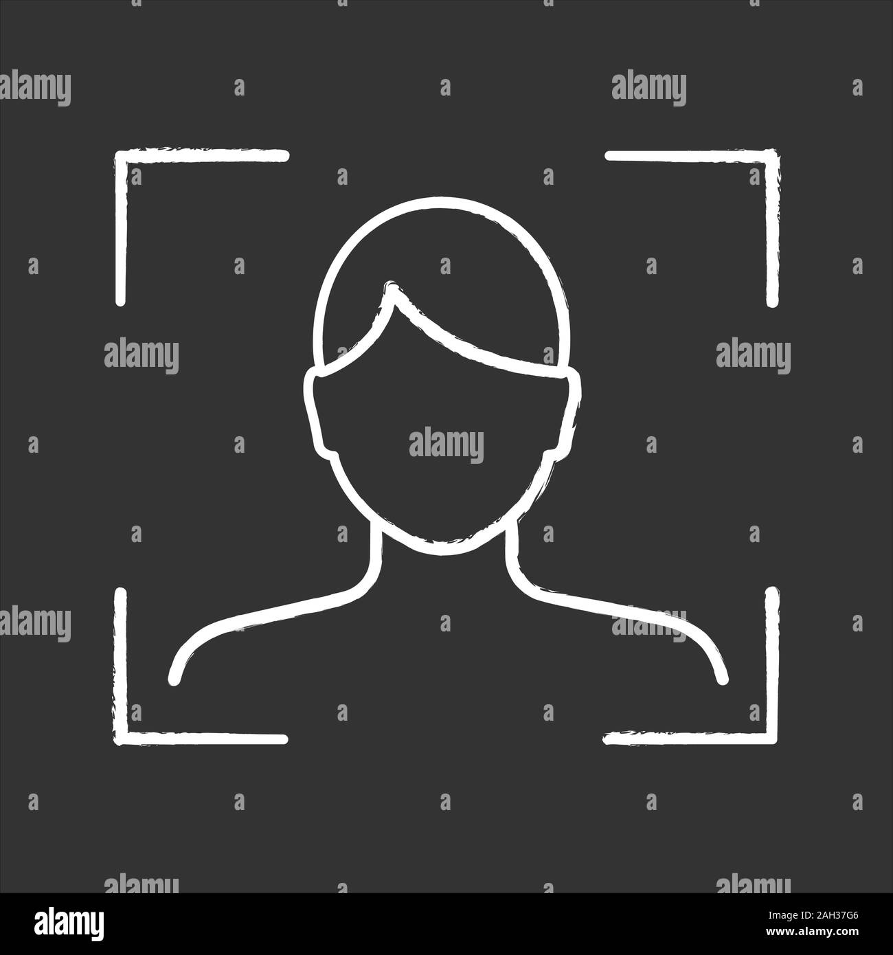Facial recognition chalk icon. Face scan. Biometric identification ...