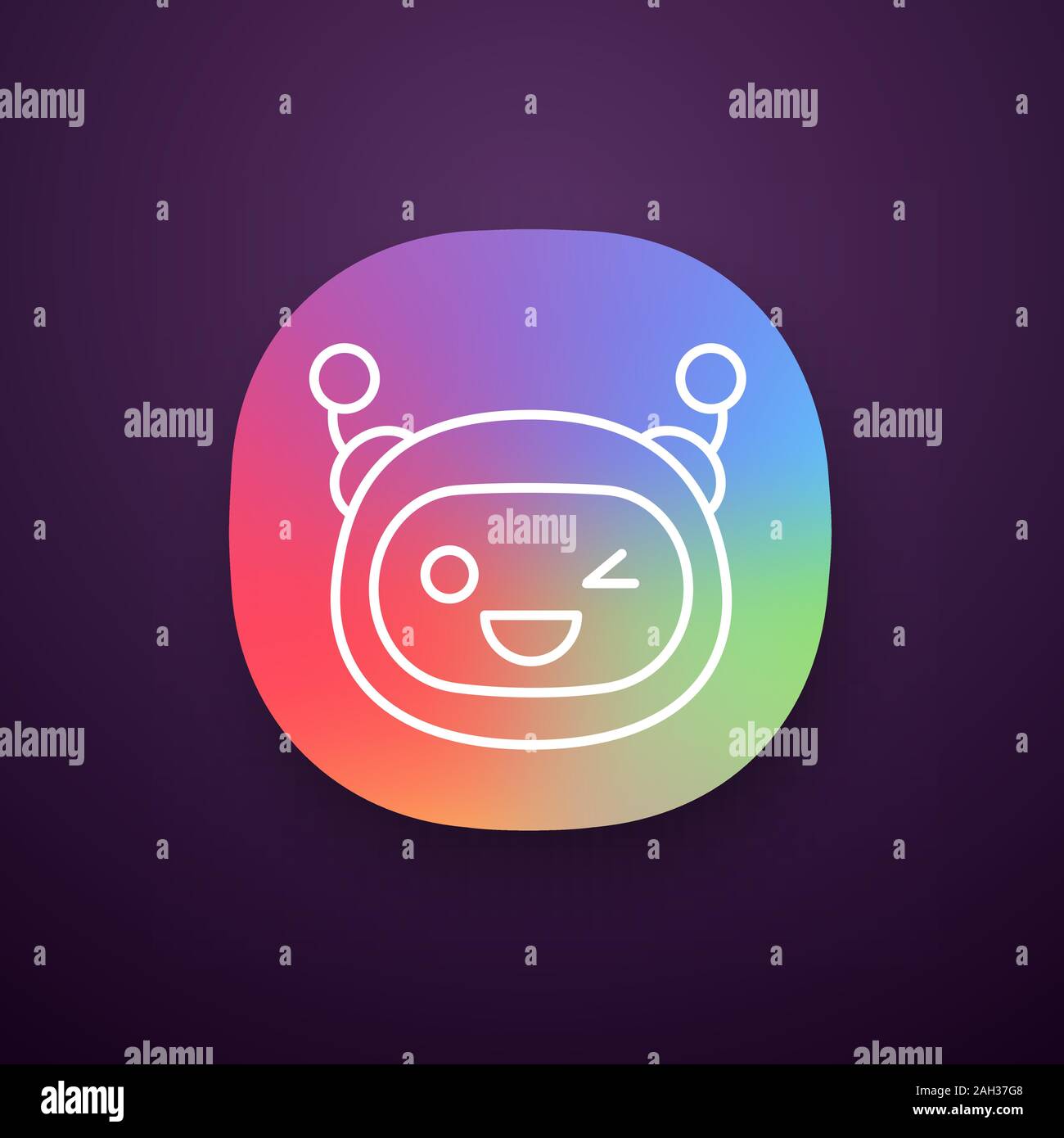Winking robot emoji app icon. Happy and funny chatbot smiley. UI/UX ...