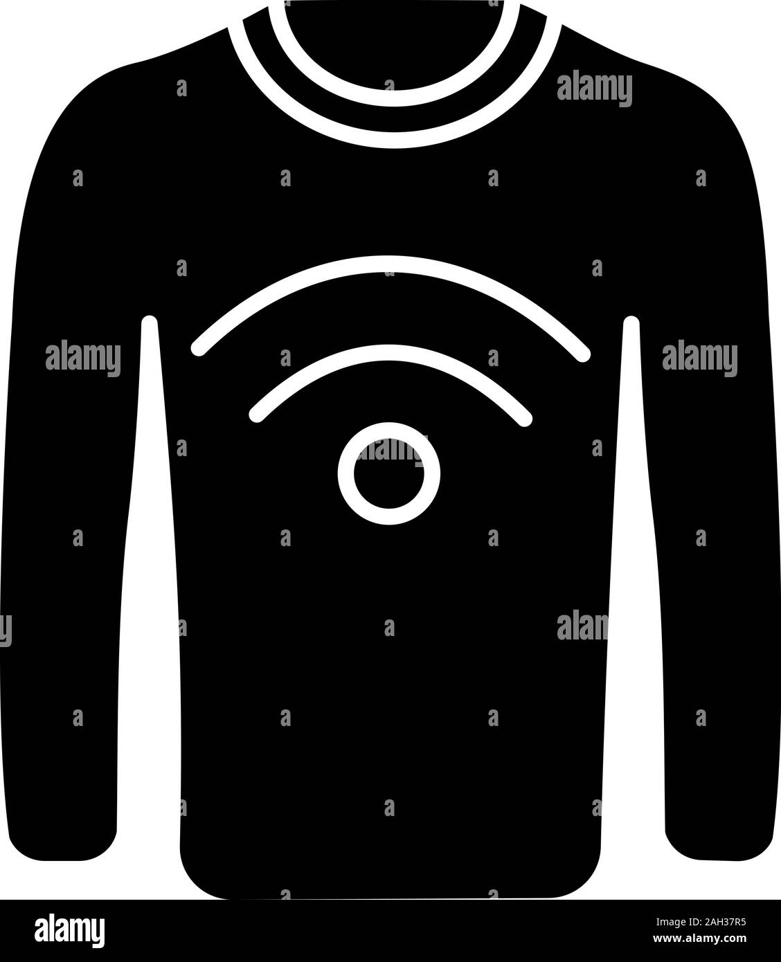 NFC clothes glyph icon. Near field communication sweater. Silhouette ...