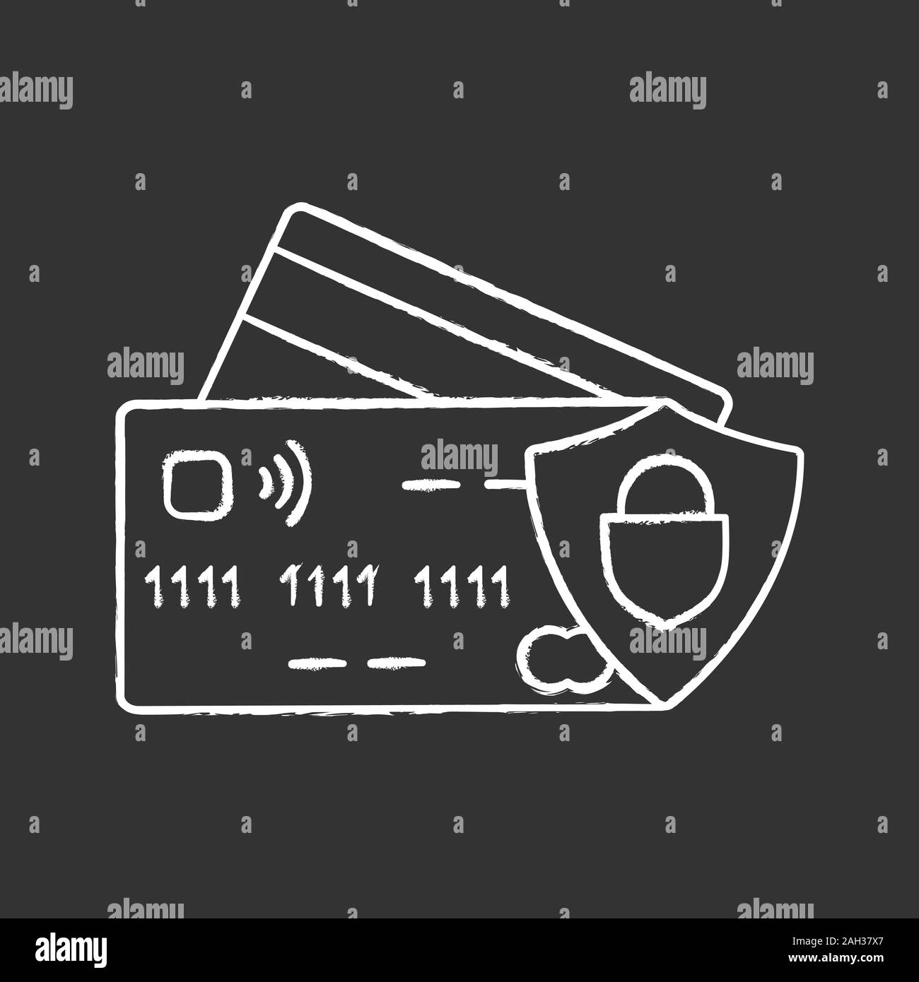 NFC credit card chalk icon. Cashless payment. E-payment. Isolated ...