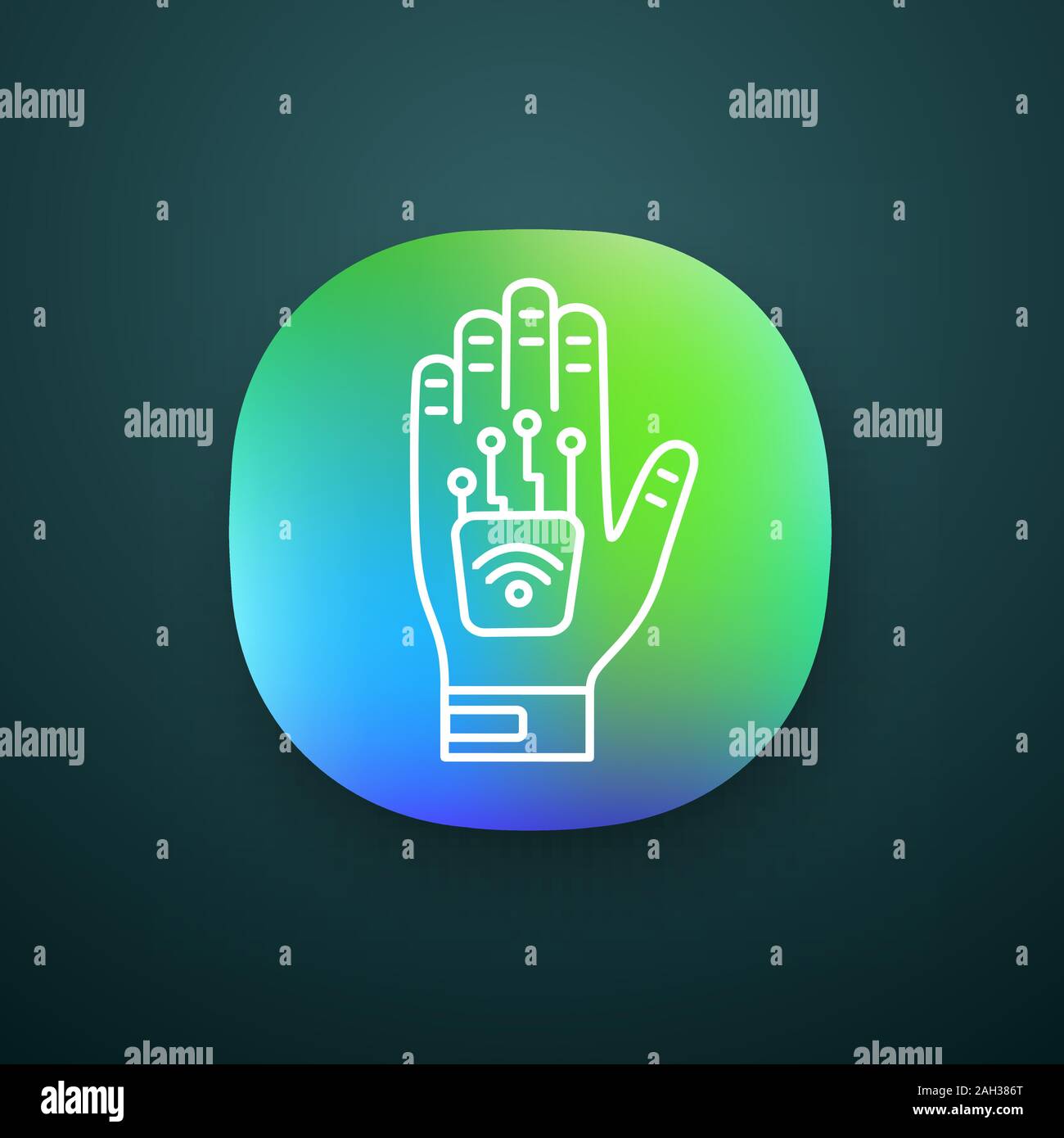 Human microchip implant in hand app icon. NFC implant. Implanted RFID ...