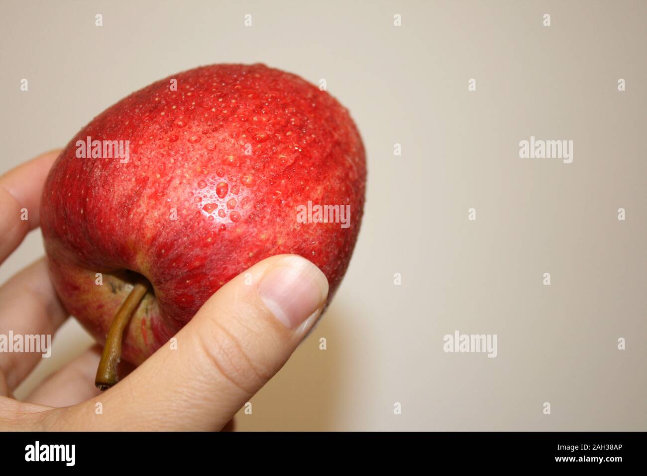 Juicy apple just washed on white background Stock Photo - Alamy
