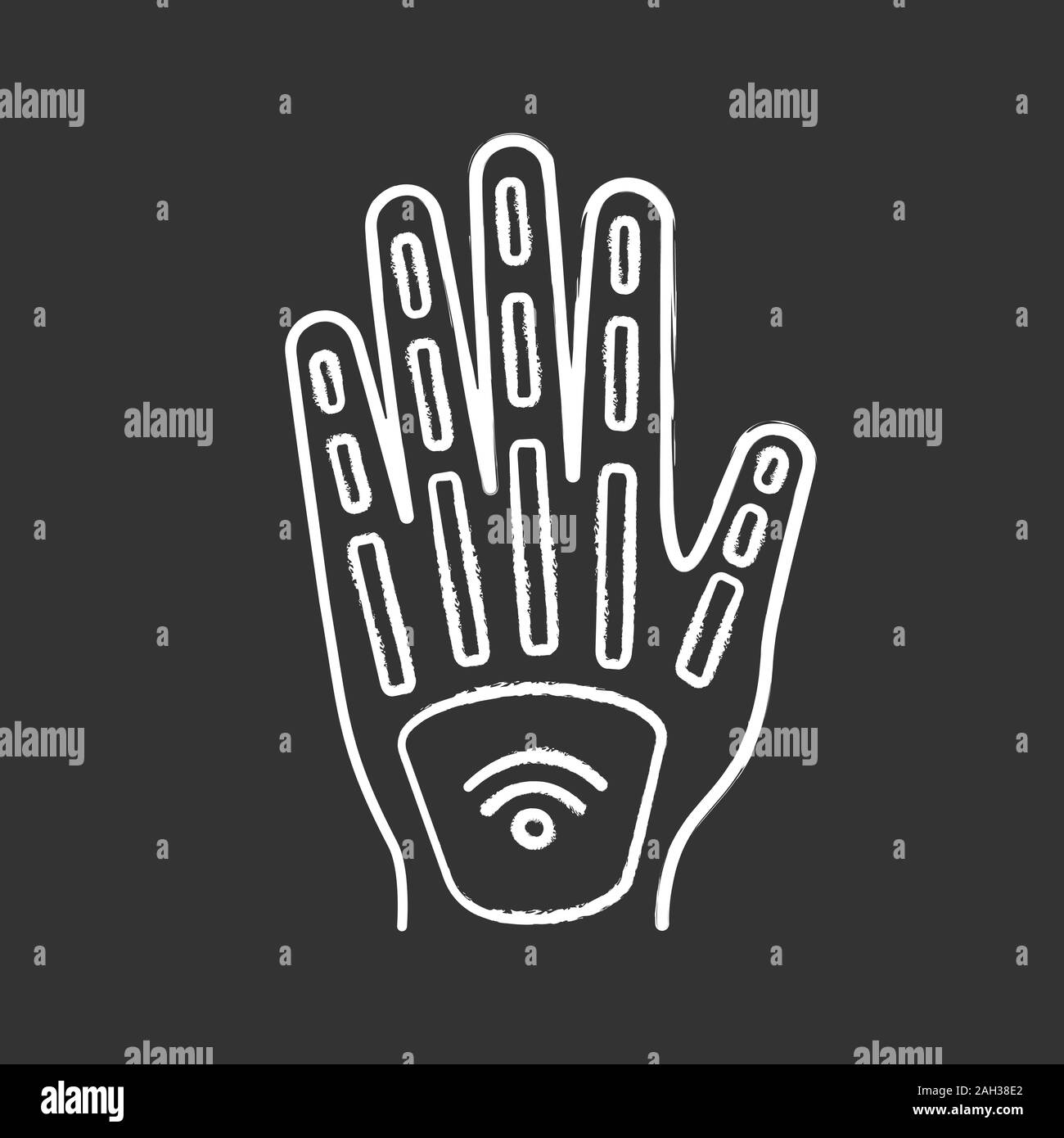 Human microchip implant in hand chalk icon. NFC implant. Implanted RFID ...