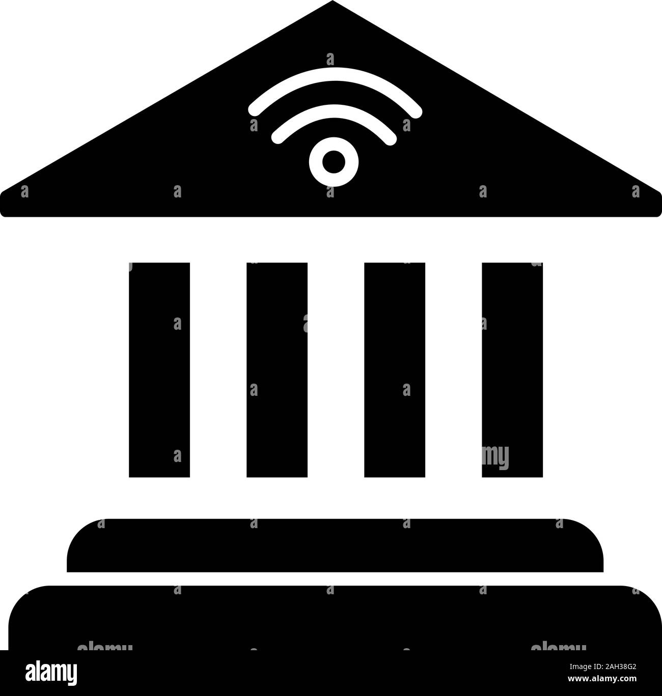 Online banking glyph icon. Account balance. E-payment. Bank building ...