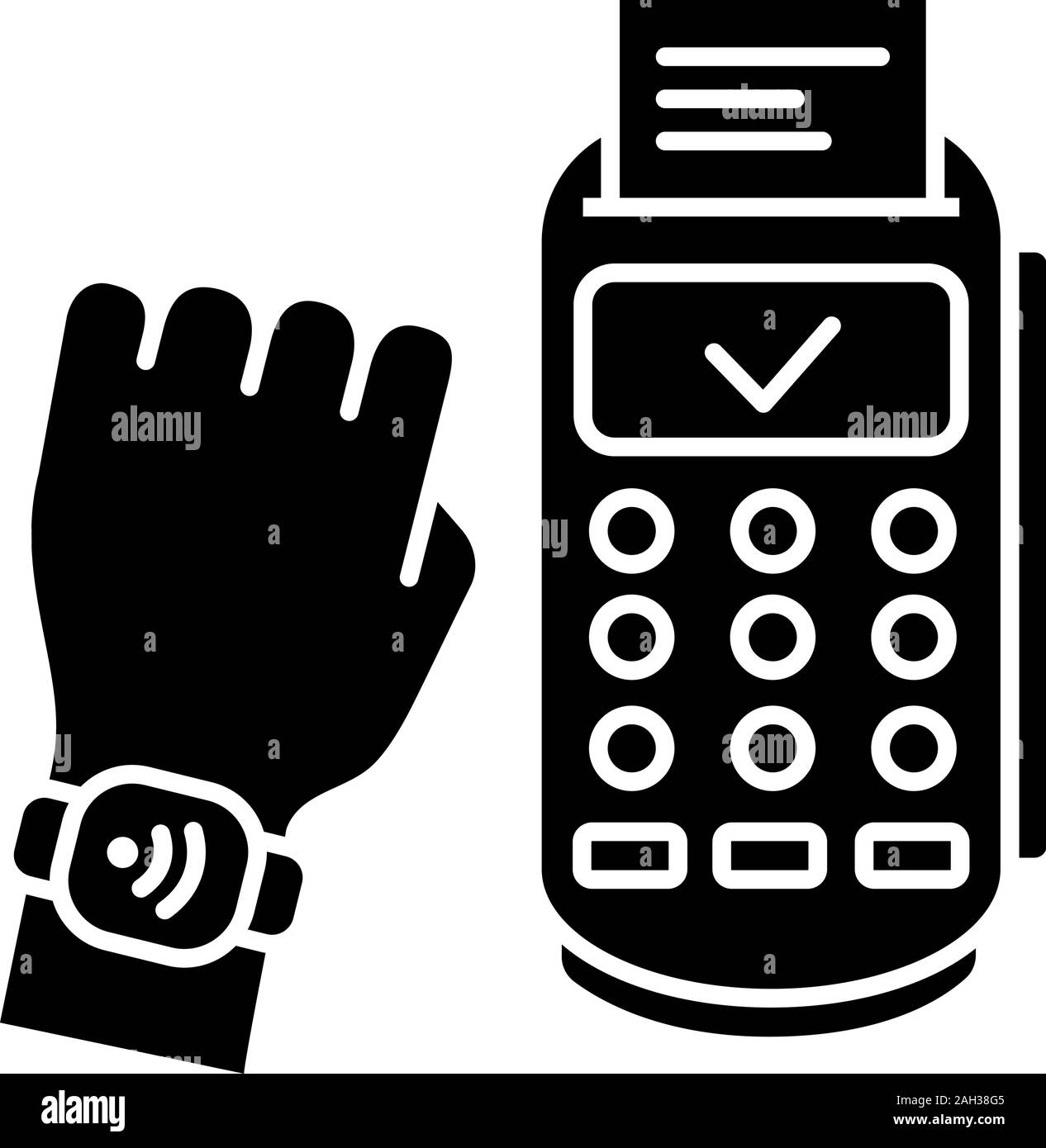 NFC smartwatch glyph icon. Near field communication payment terminal ...