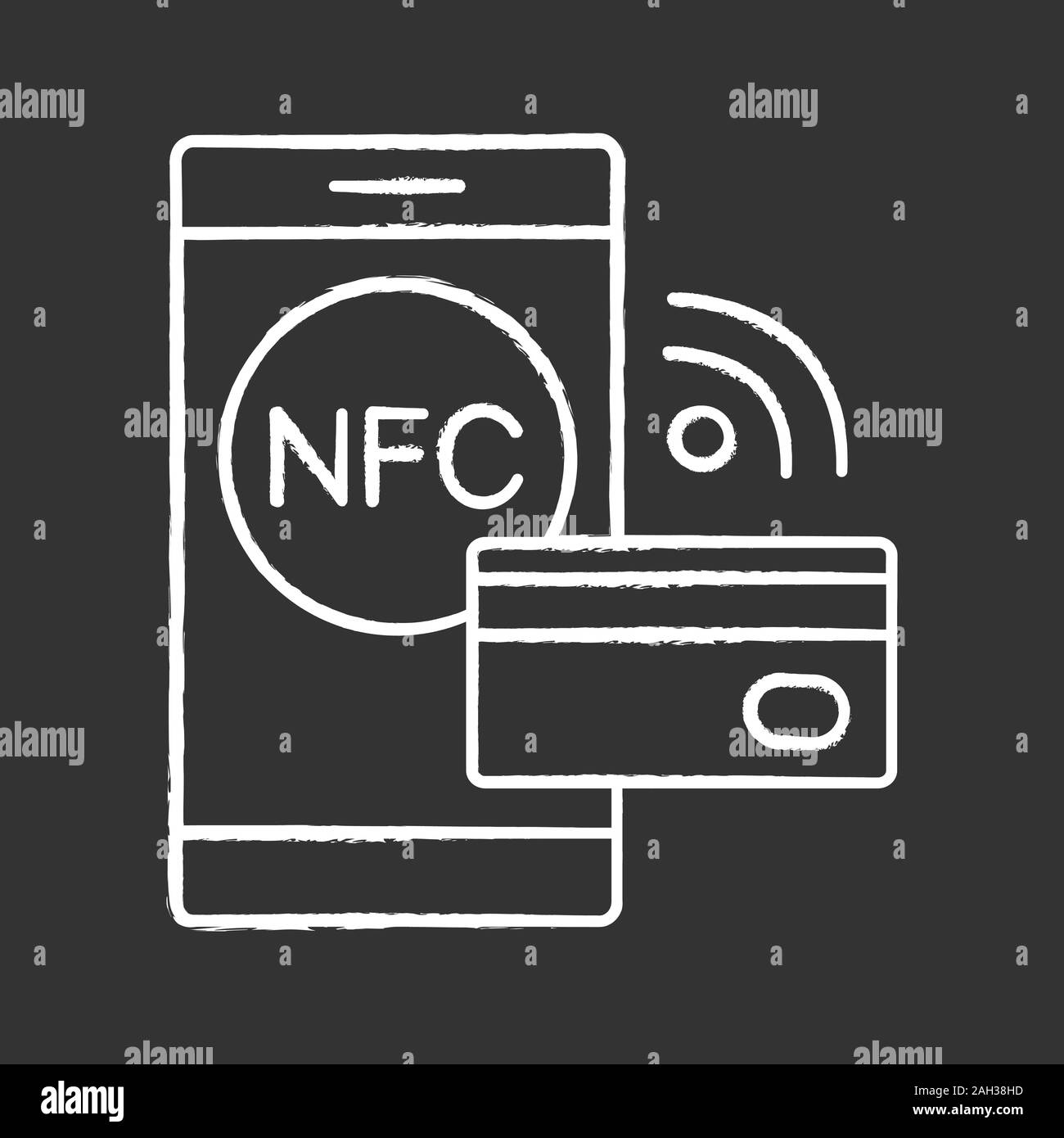 NFC technology chalk icon. Near field communication. Contactless ...