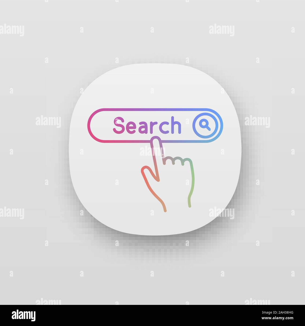 Search button click app icon. Internet surfing. Hand pressing find ...