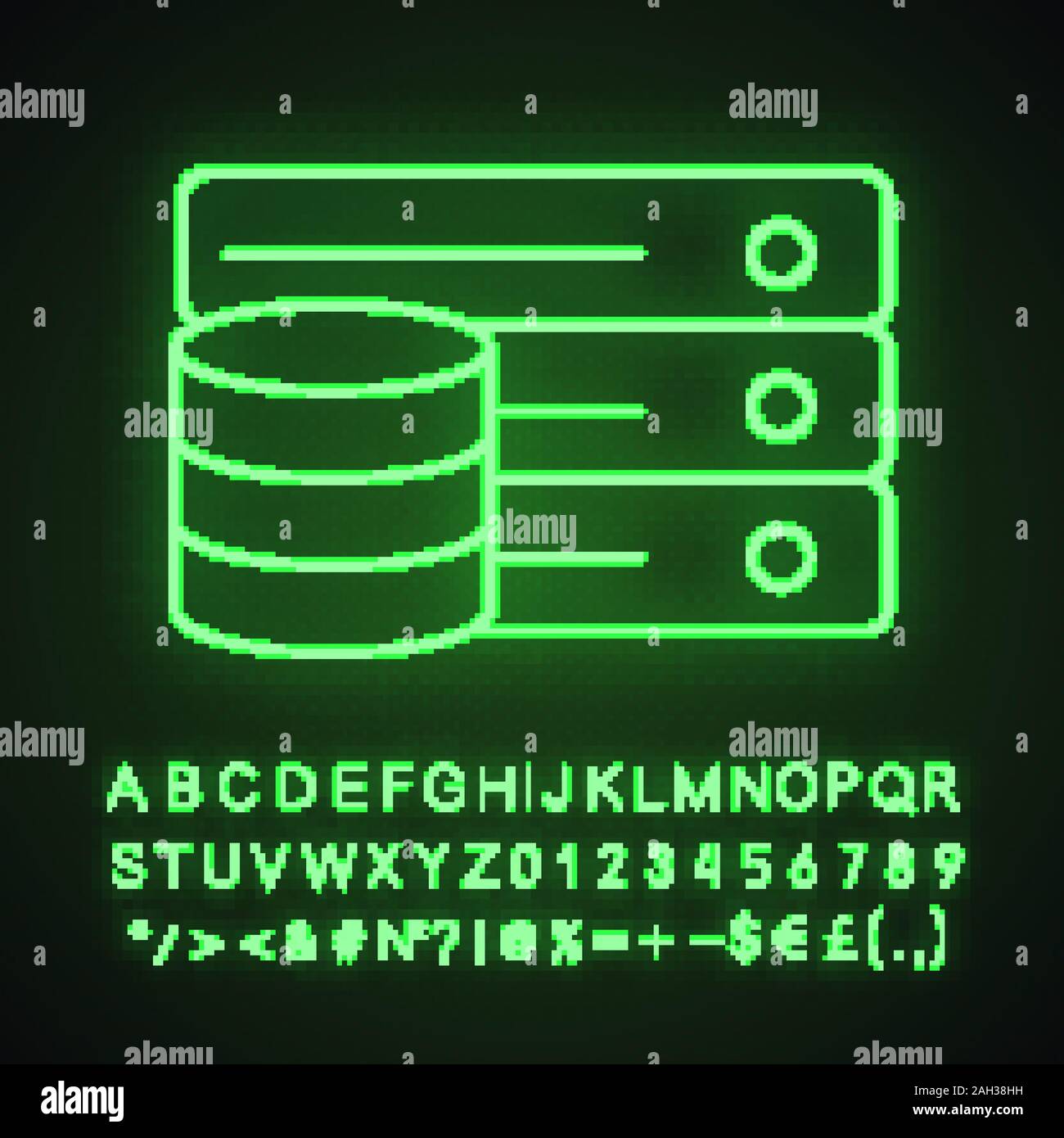 Database neon light icon. Digital storage. Server. Big data. Glowing ...