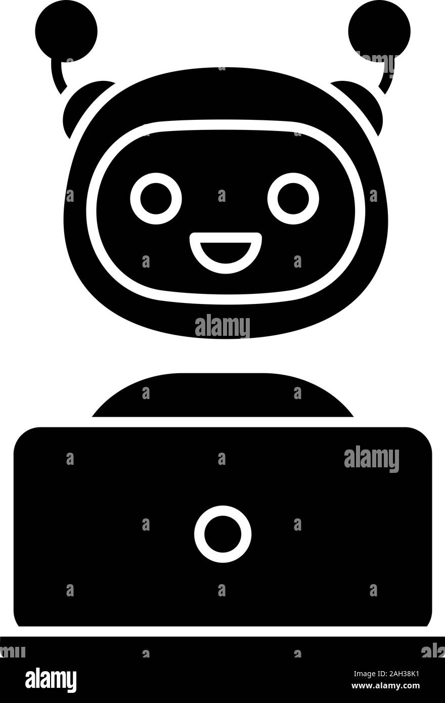Chatbot glyph icon. Silhouette symbol. Chat bot. Artificial ...