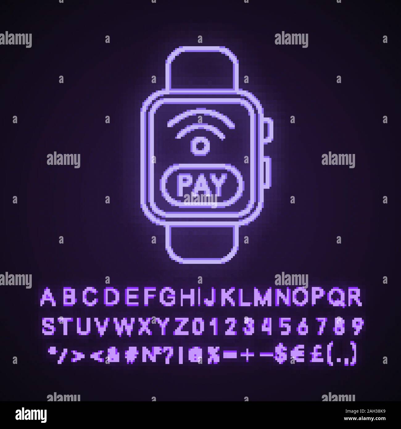 Glowing neon digital clock icon hi-res stock photography and images - Alamy