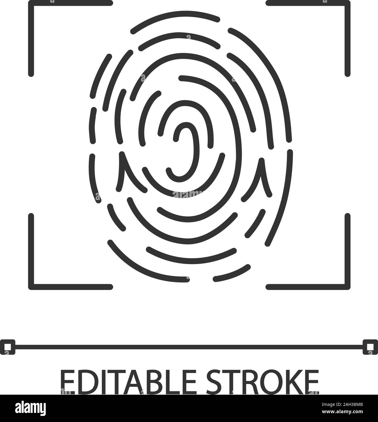 Fingerprint scanning linear icon. Touch id. Thin line illustration. Biometric identification ...