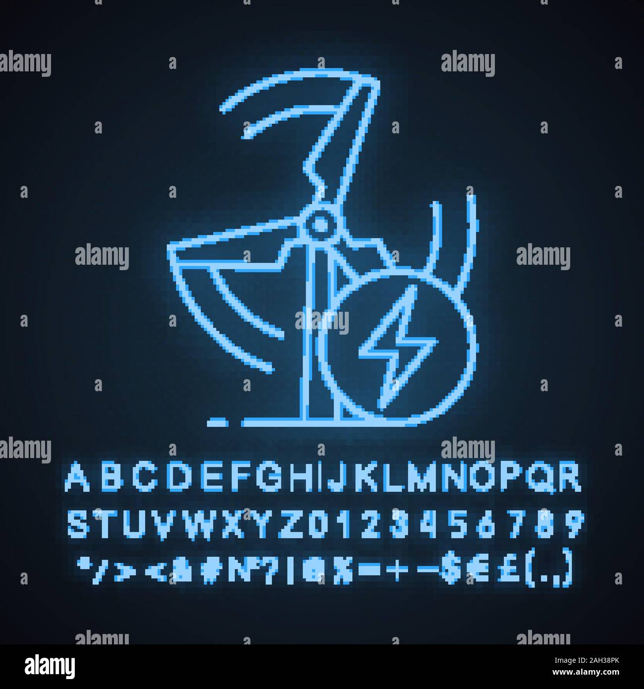 Wind energy turbine neon light icon. Renewable resources. Windmill ...