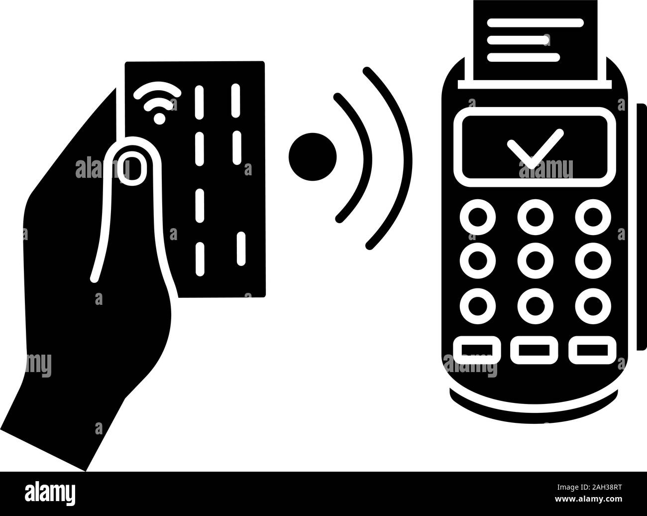 NFC payment glyph icon. POS terminal. Silhouette symbol. Payment terminal. Contactless ...