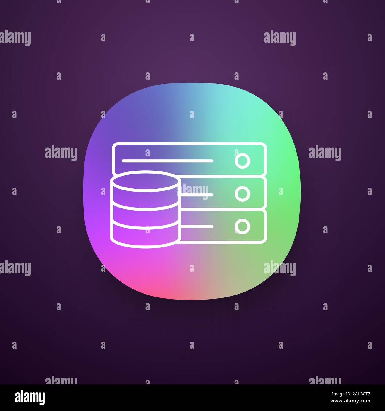 Database app icon. UI/UX user interface. Digital storage. Server. Big ...