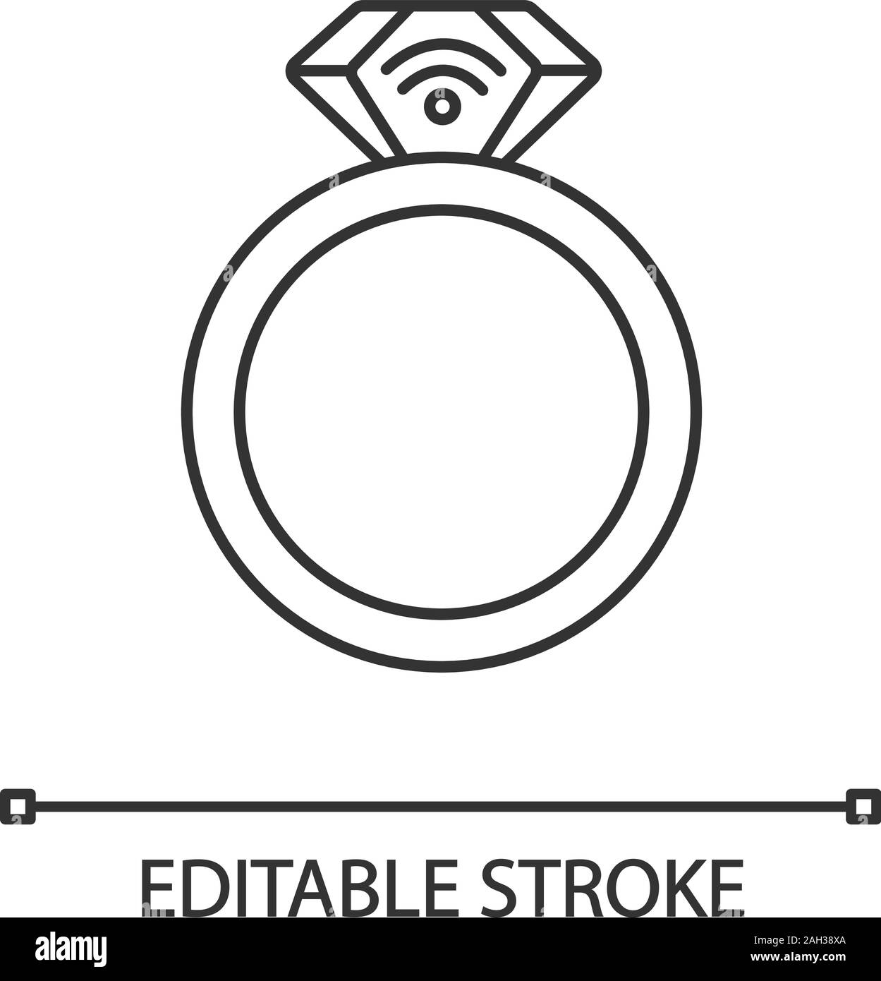 NFC ring linear icon. Near field communication. RFID transponder. Thin ...