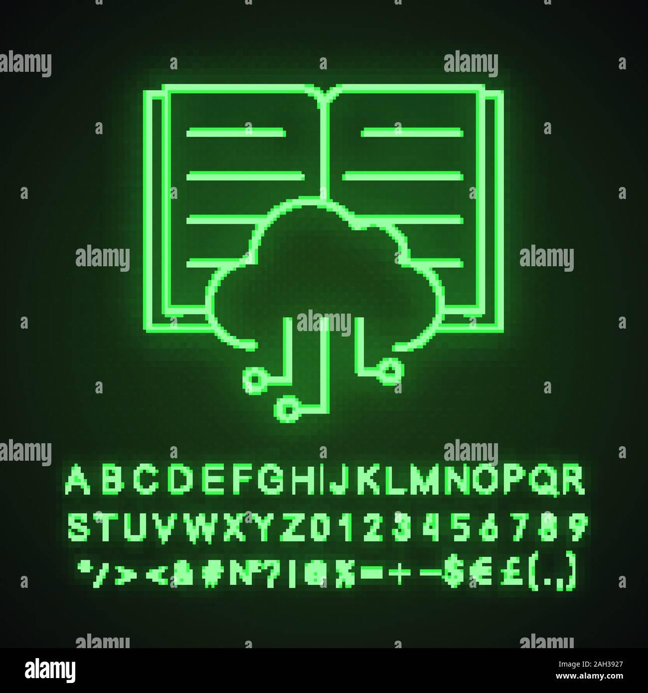Big data neon light icon. Cloud computing. Machine learning. Data mining. Glowing sign with ...