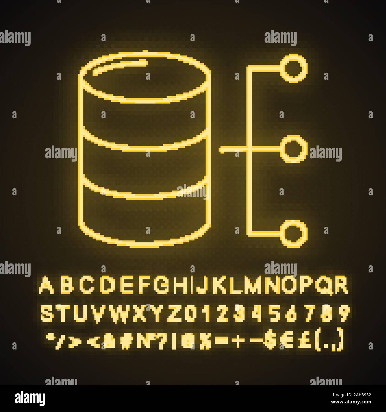 Relational database neon light icon. Big data. Server. Glowing sign ...