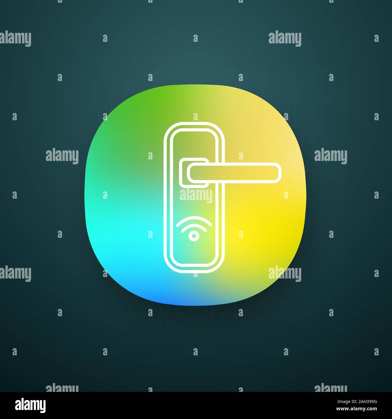 NFC door lock app icon. Near field communication padlock. Contactless technology. UI/UX user ...