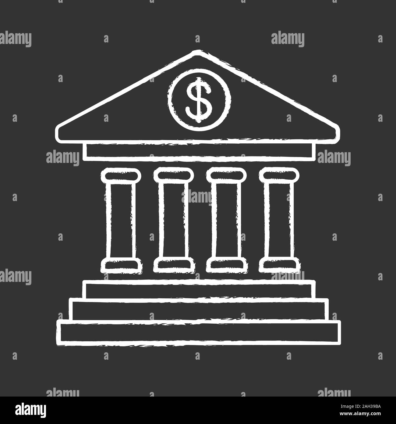 Online banking chalk icon. Account balance. E-payment. Bank building ...