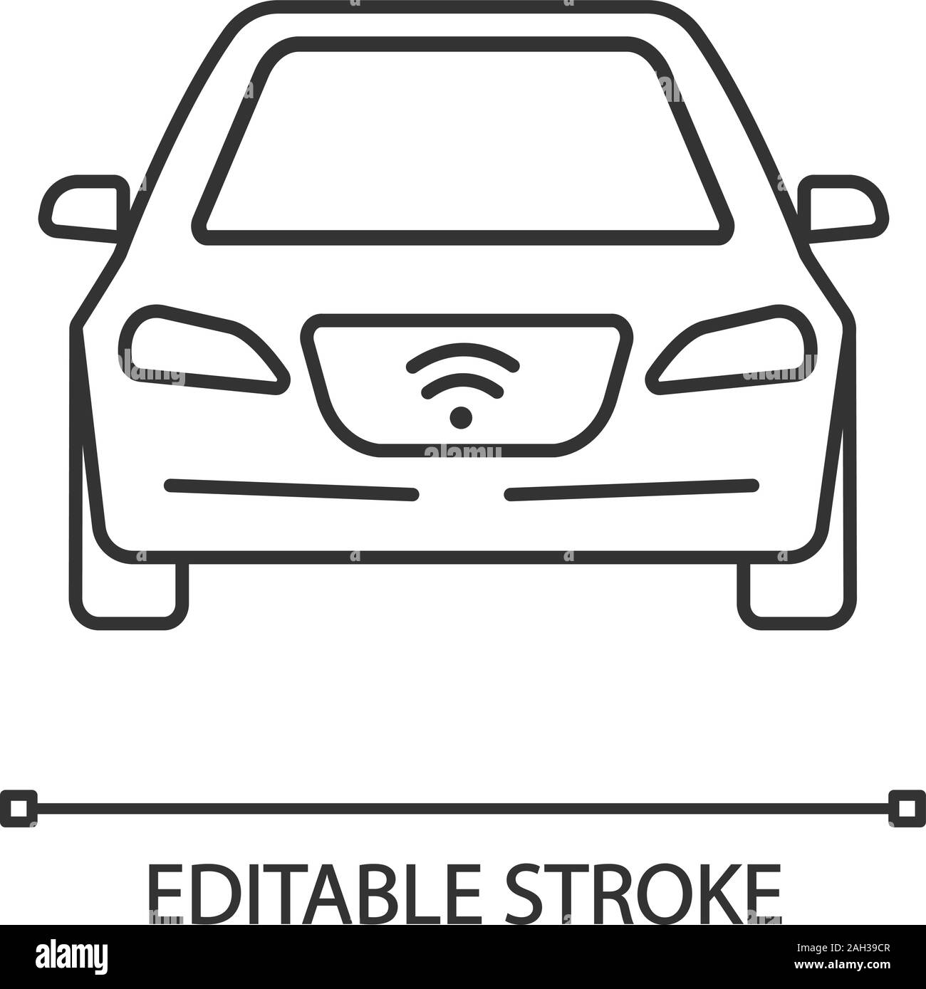 Smart car linear icon. NFC auto. Intelligent vehicle. Thin line ...