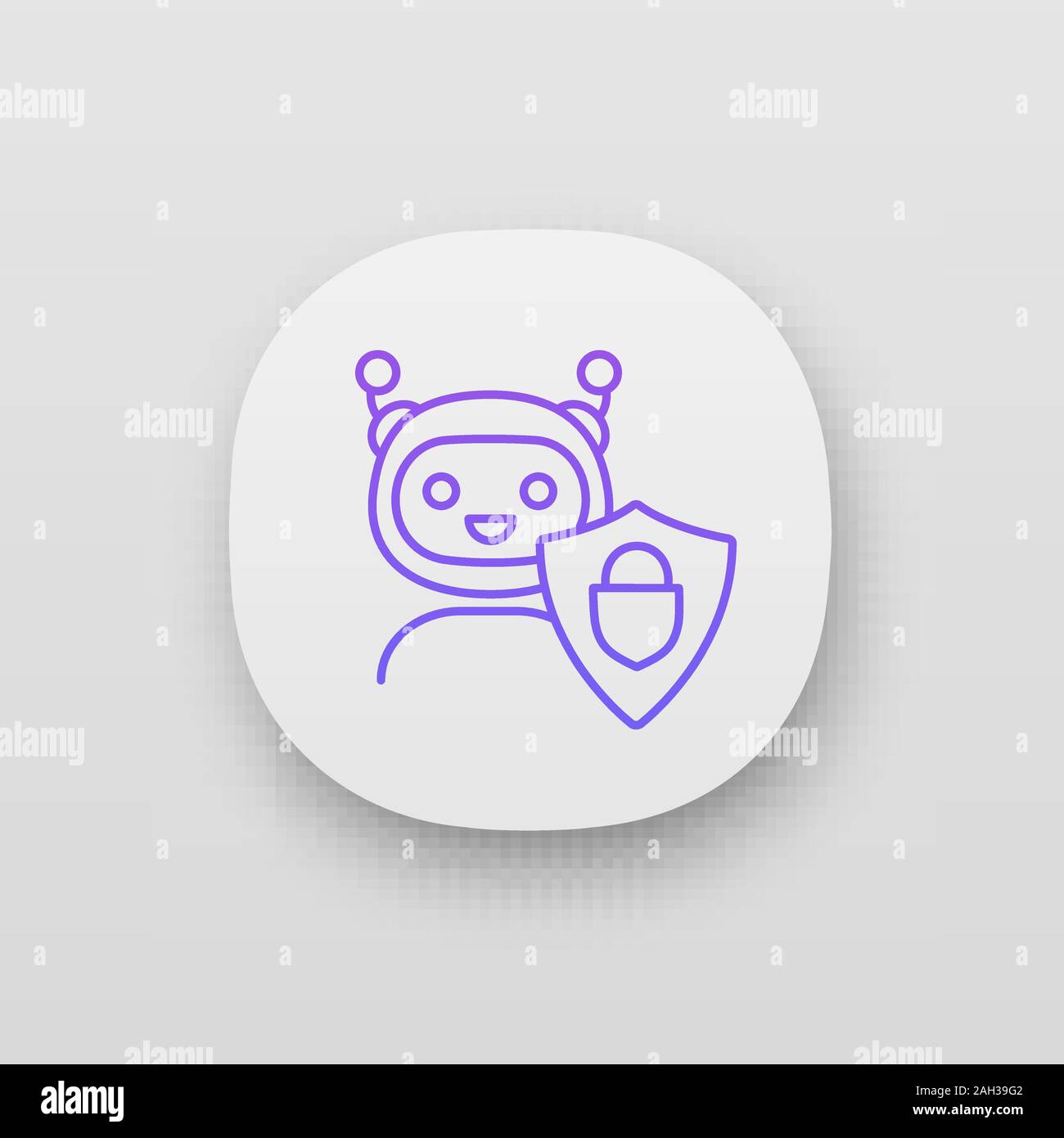 Secured chatbot app icon. Confidential bot dialog. UI/UX user interface ...