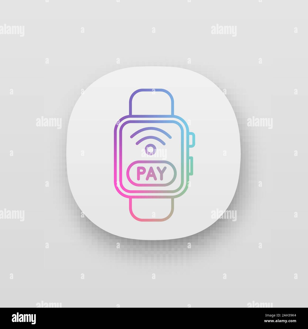 Smartwatch NFC payment app icon. Pay with smart wristwatch. Contactless ...