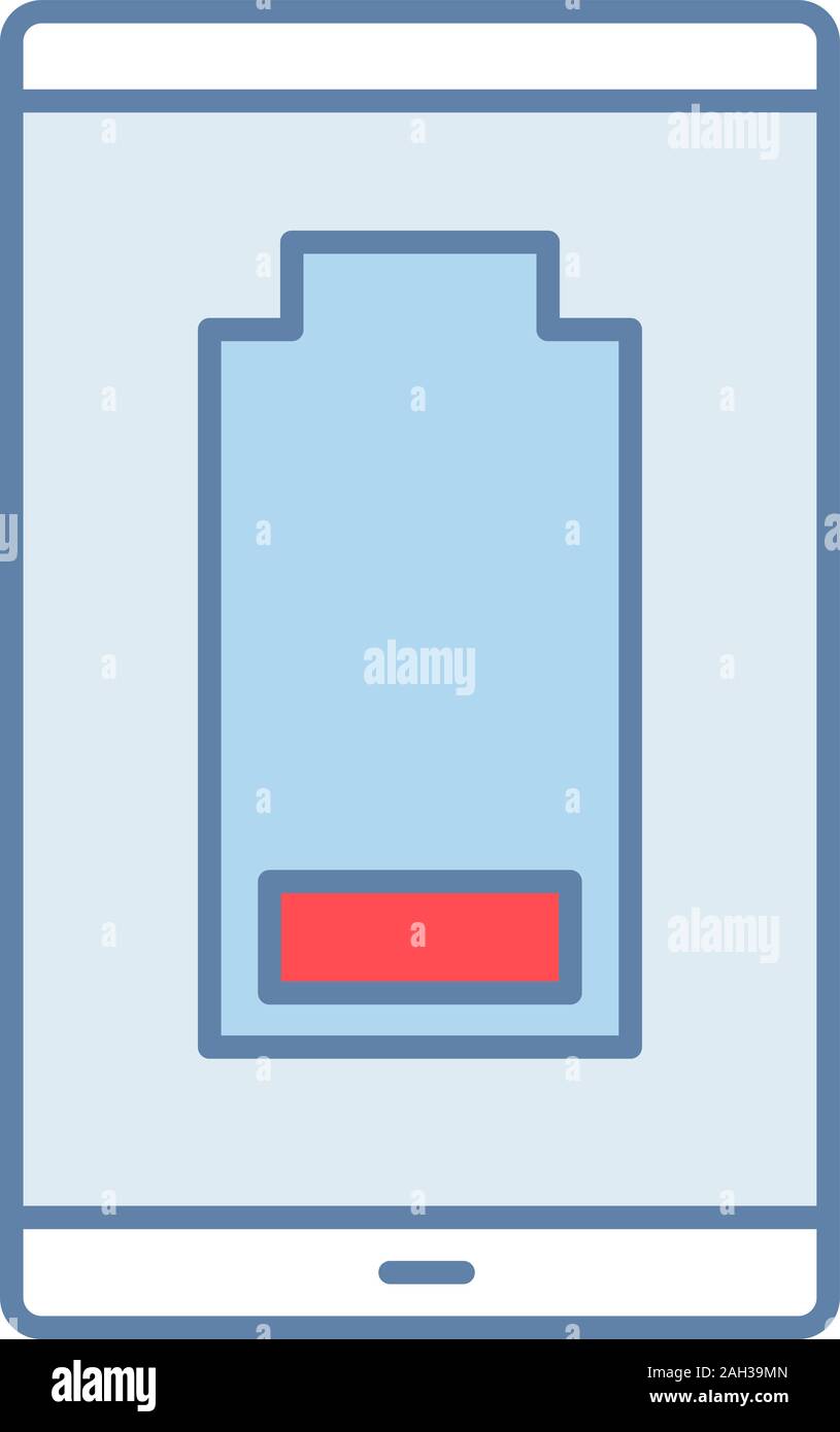 Smartphone low battery color icon. Discharged mobile phone. Battery ...