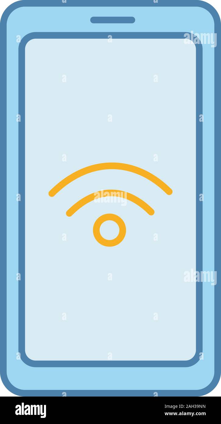 NFC smartphone signal color icon. NFC phone. Near field communication ...