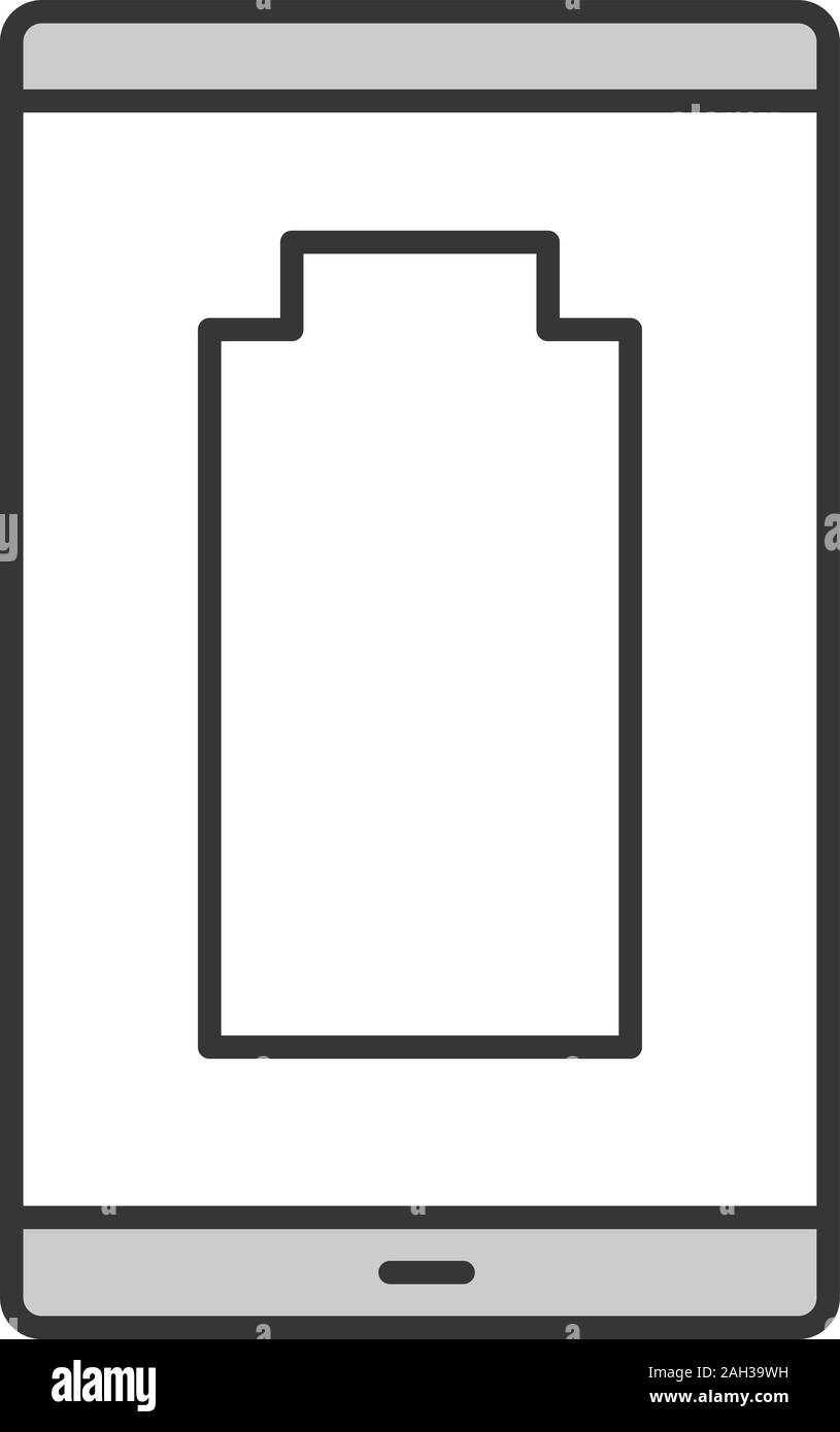 Discharged smartphone color icon. Mobile phone low battery. Empty ...