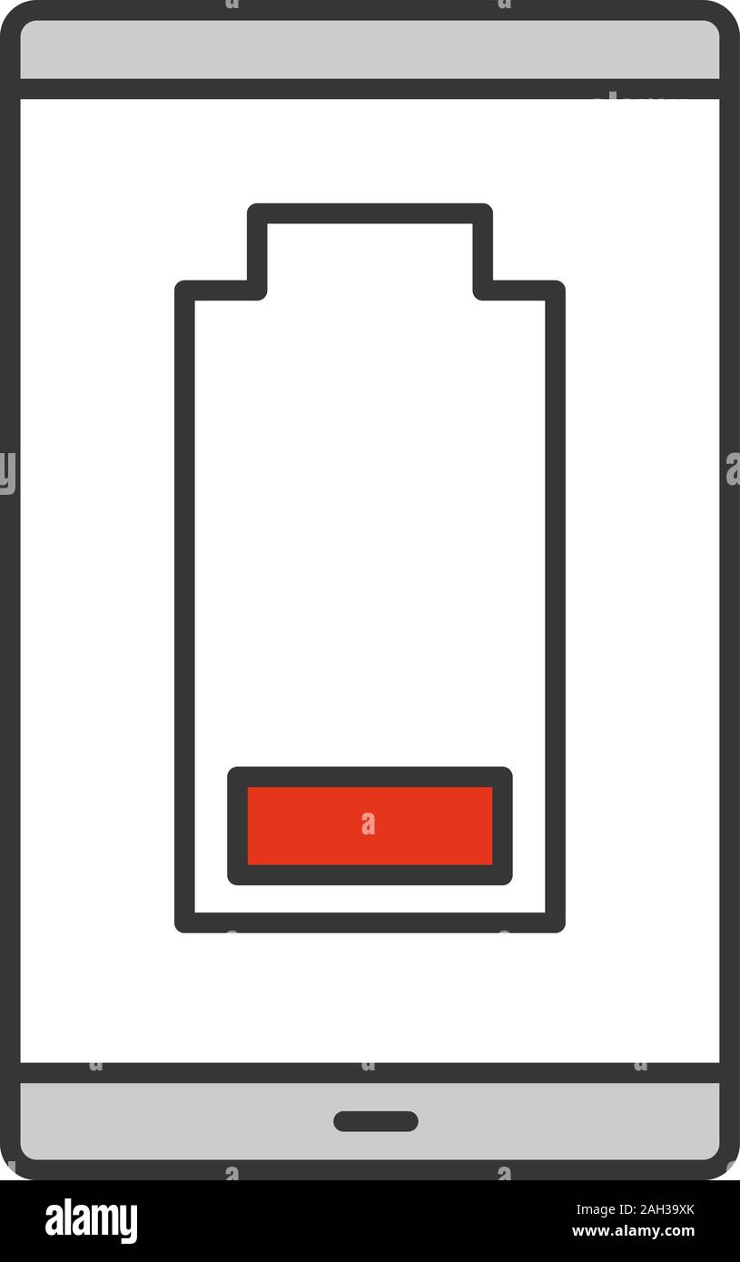 Smartphone low battery color icon. Discharged mobile phone. Battery ...