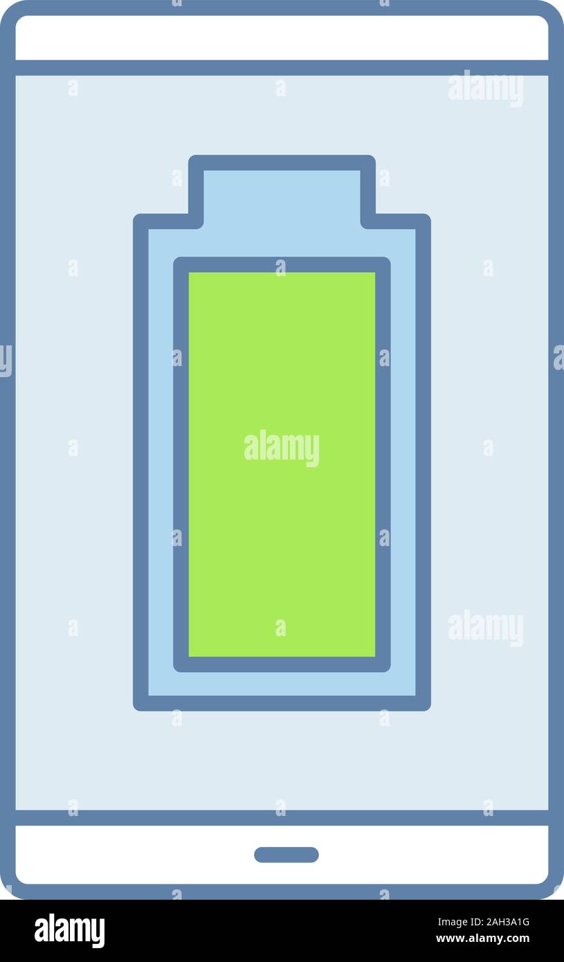 Fully charged smartphone battery color icon. Mobile phone charge ...